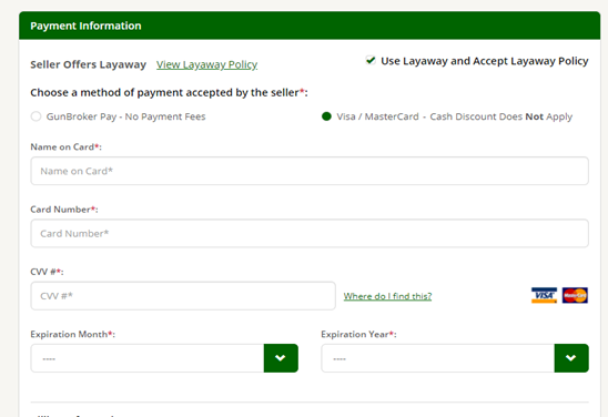 Buying with Layaway – GunBroker